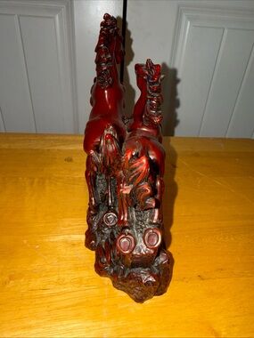 Art | Red Galloping Horses Resin Sculpture Home Art Decor | Poshmark